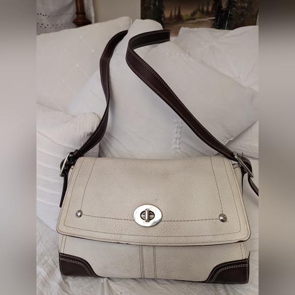 Coach | Bags | Coach Beige Brown Pebble Leather Hamilton Shoulder Crossbody Satchel H | Poshmark
